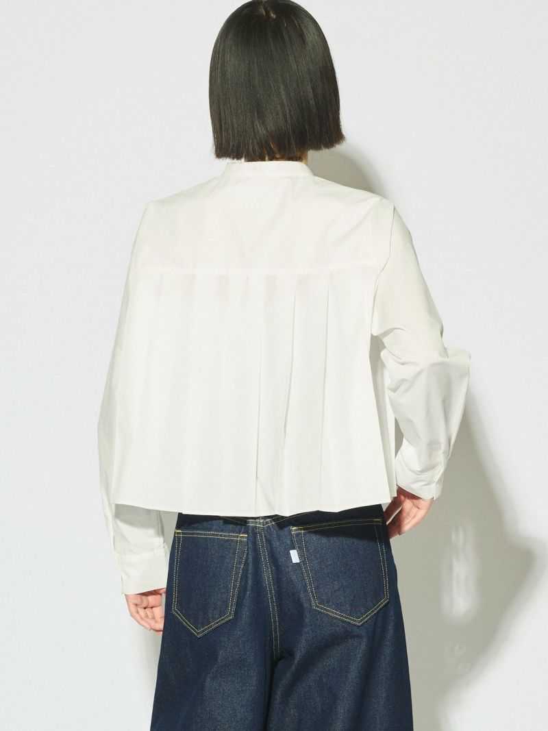 MIDIUMISOLID for Ladies スタンドカラープリーツシャツ MIDIUMISOLID for Ladies スタンドカラープリーツシャツ